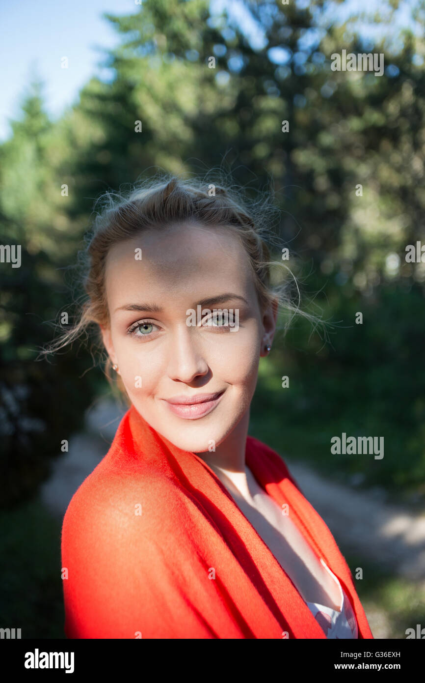 woman wrapped in a scarf Stock Photo - Alamy