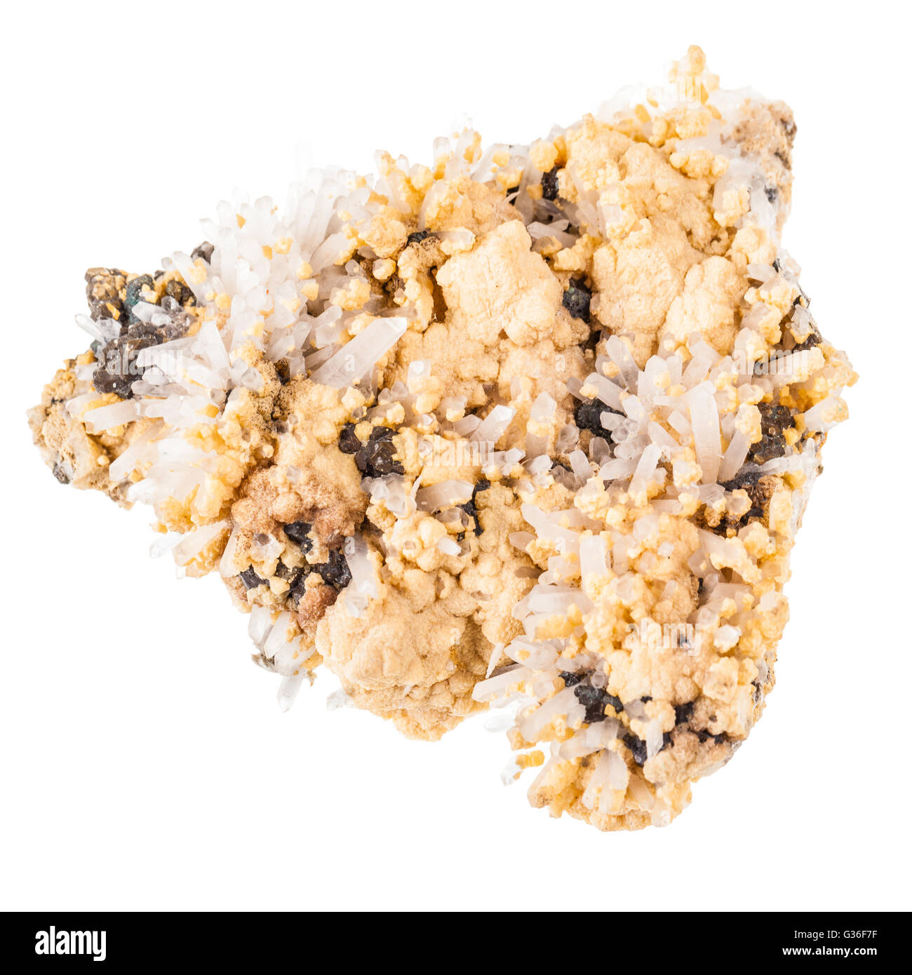 Cluster of zinc-pyrite, sphalerite and quartz crystals from Baia Mare ...