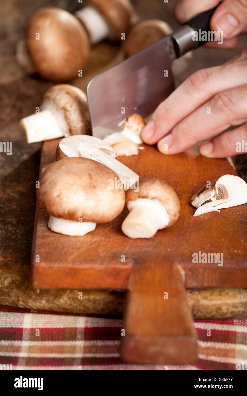 Cutting a fresh mushrooms Stock Photo - Alamy