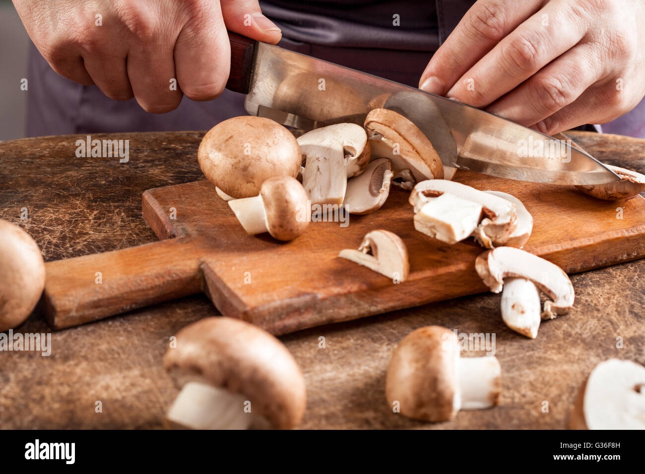 Cutting a fresh mushrooms Stock Photo - Alamy