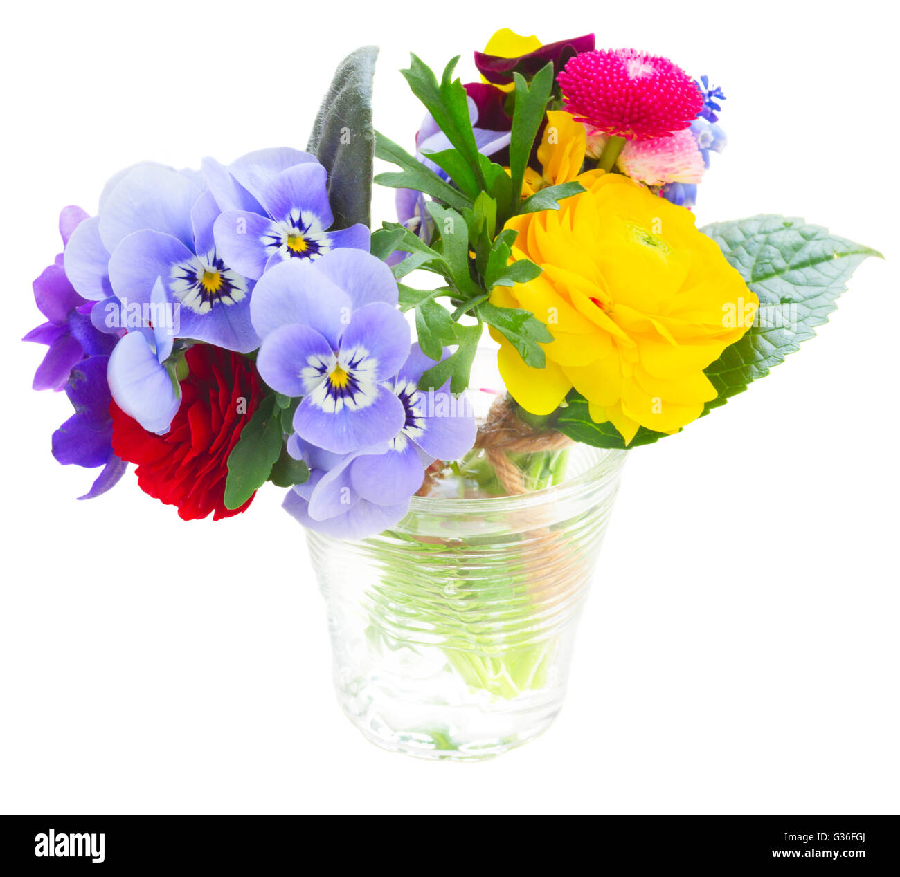 Posy of violets, pansies and ranunculus Stock Photo - Alamy