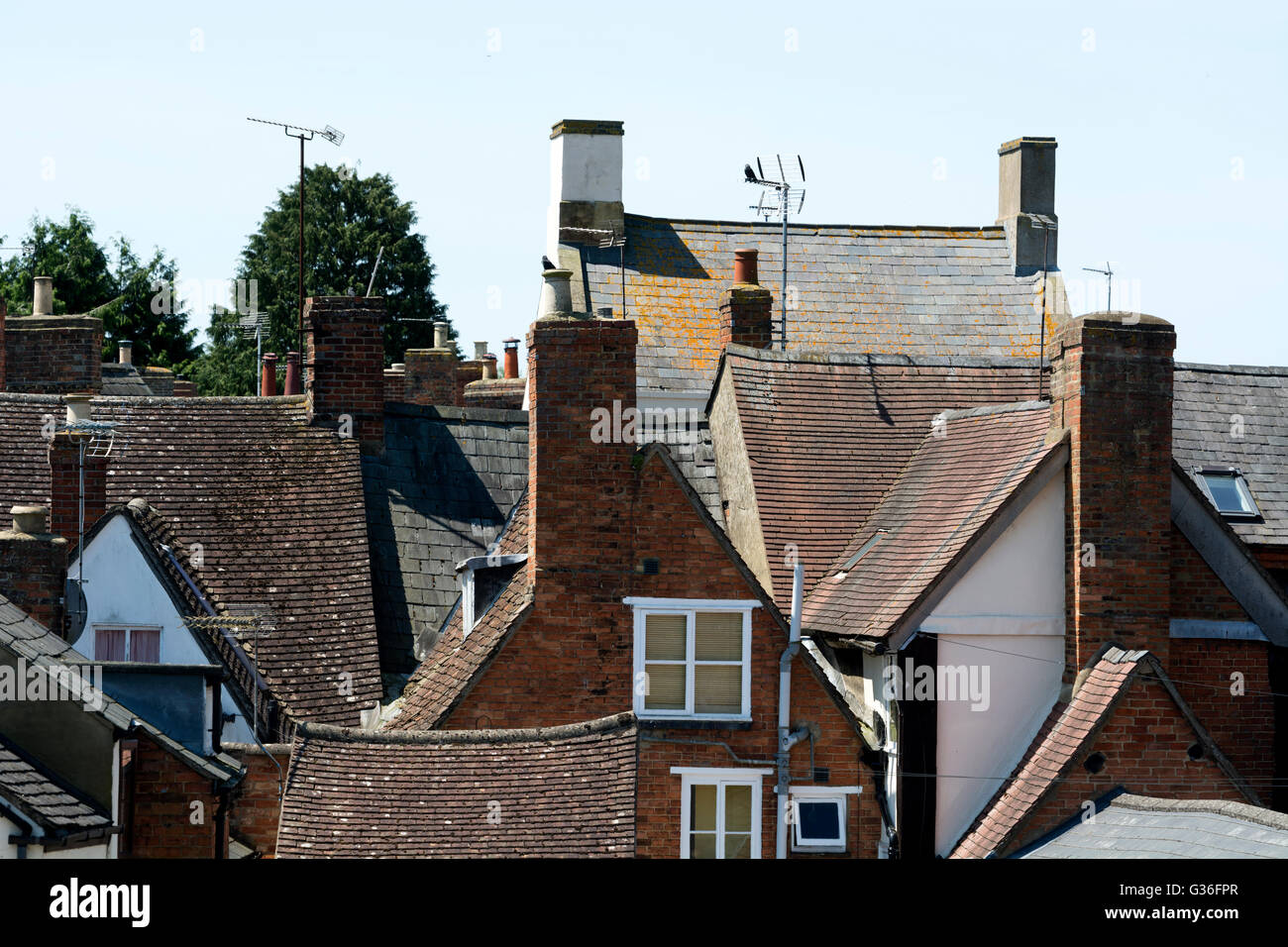 Rooftops in Towcester town centre, Northamptonshire, England, UK Stock ...