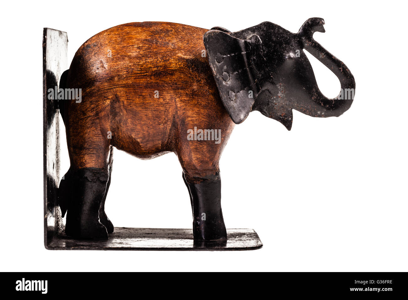 elephant shaped bookends isolated over a white background Stock Photo ...