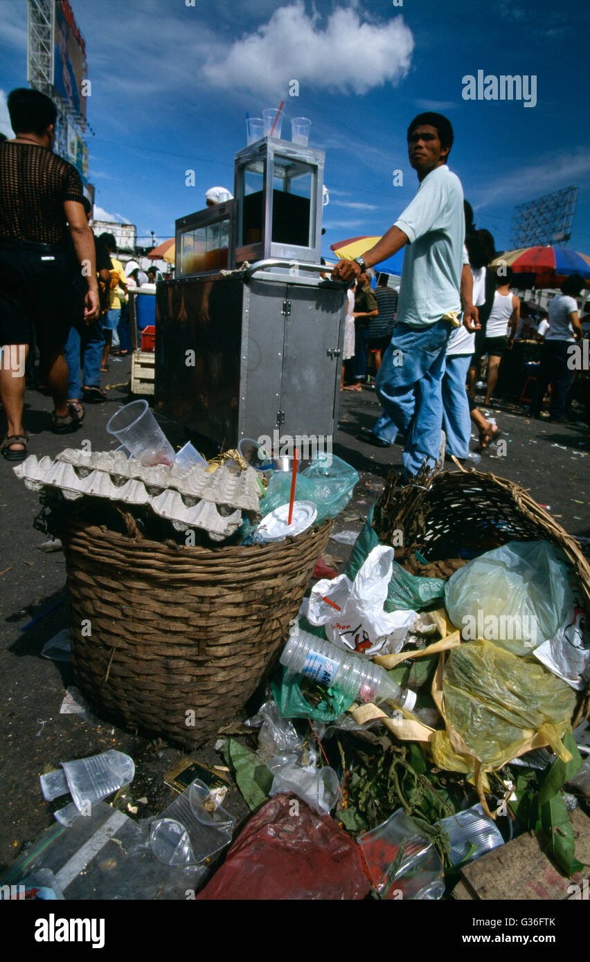Garbage At Market Near Drinks Vendor. Manila, Philippines Stock Photo ...