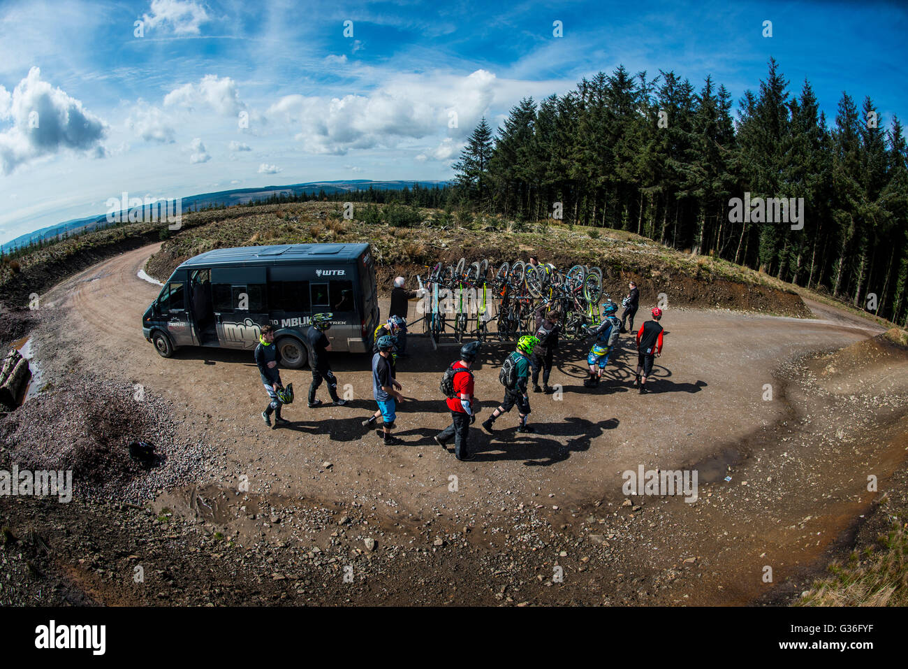 The mountain bike uplift service at Bikepark Wales near Merthyr Tydfil Stock Photo - Alamy