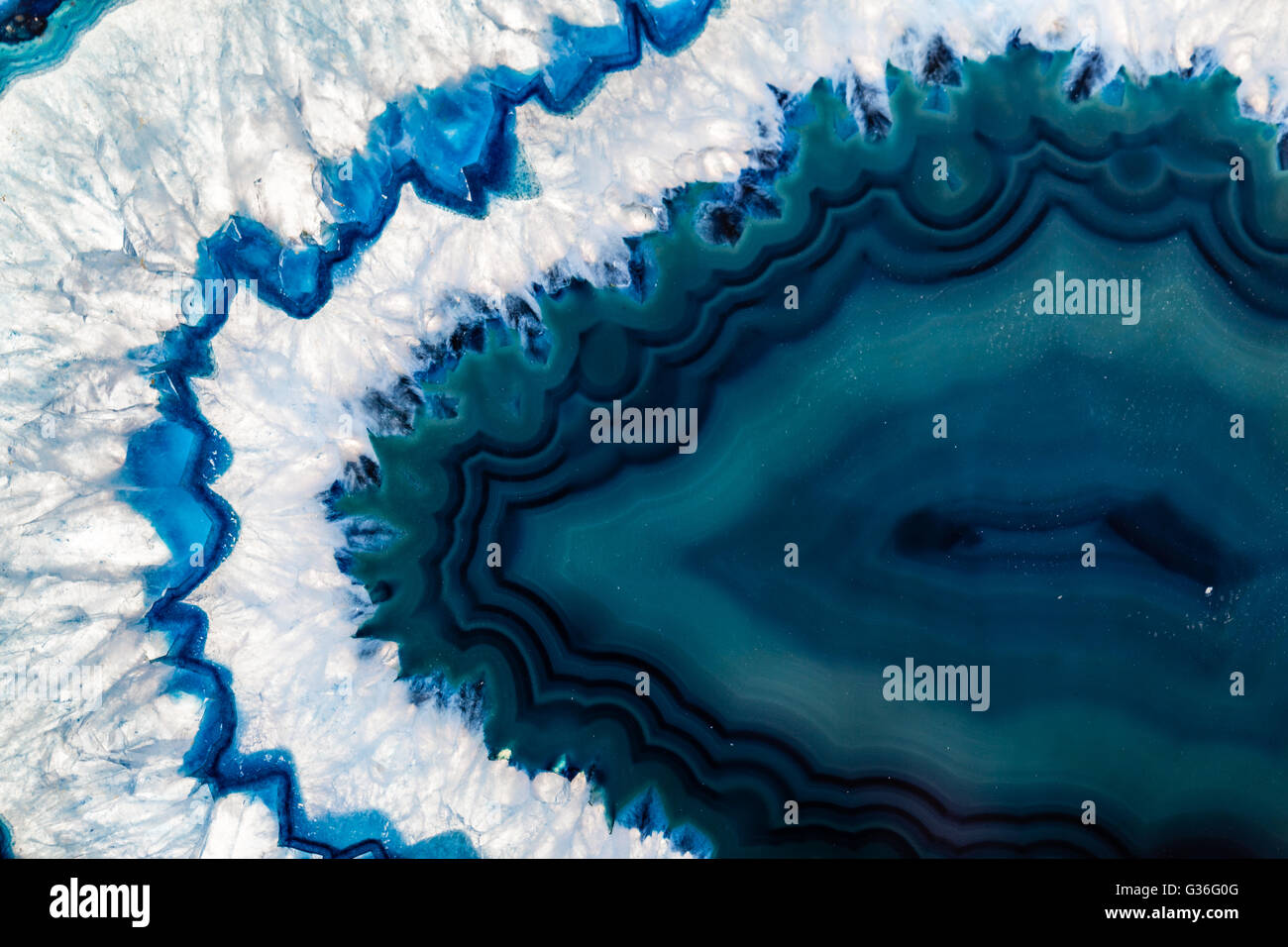 Cross section of a blue Brazilian geode commonly called Thunder Eggs or ...