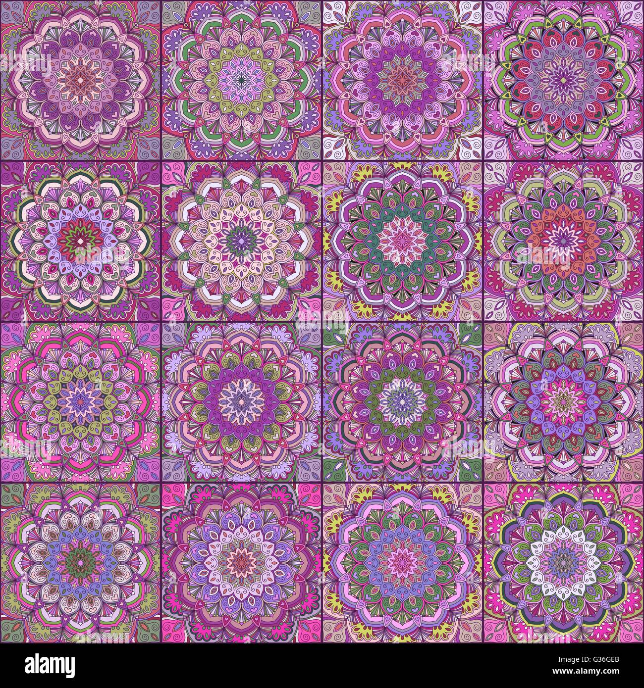 Lilac Square Tile Boho Pattern Stock Vector Image & Art - Alamy