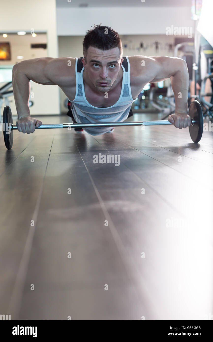 Male Fitness Athlete Doing Heavy Weight Exercise For Back Stock Photo ...