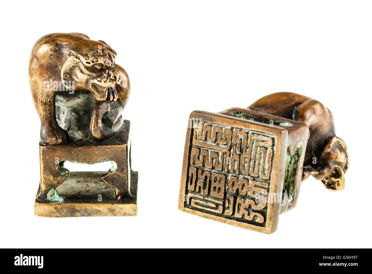 a ancient chinese seal stamp isolated over a white background Stock ...