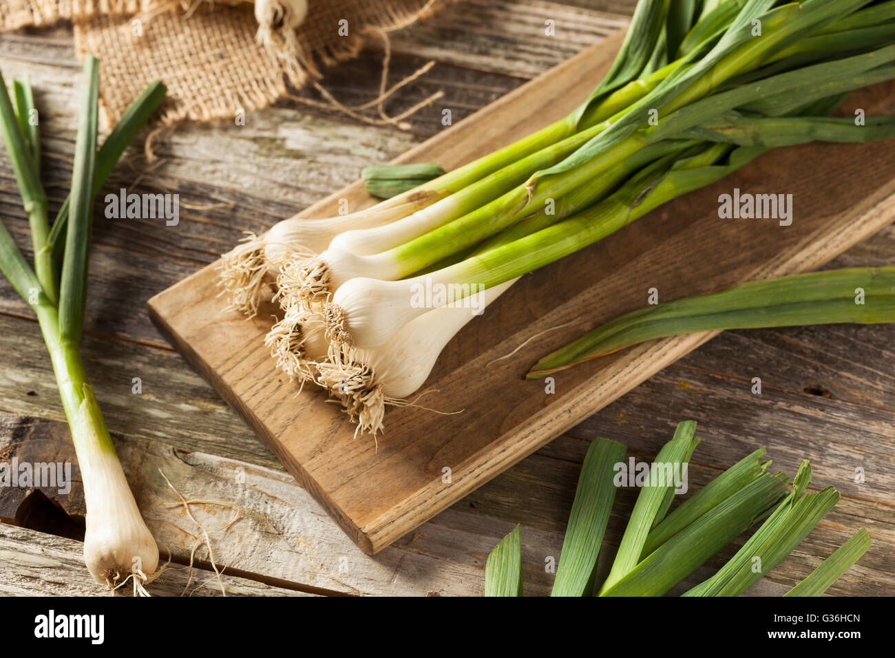 Raw Organic Spring Garlic Ready for Cooking Stock Photo - Alamy