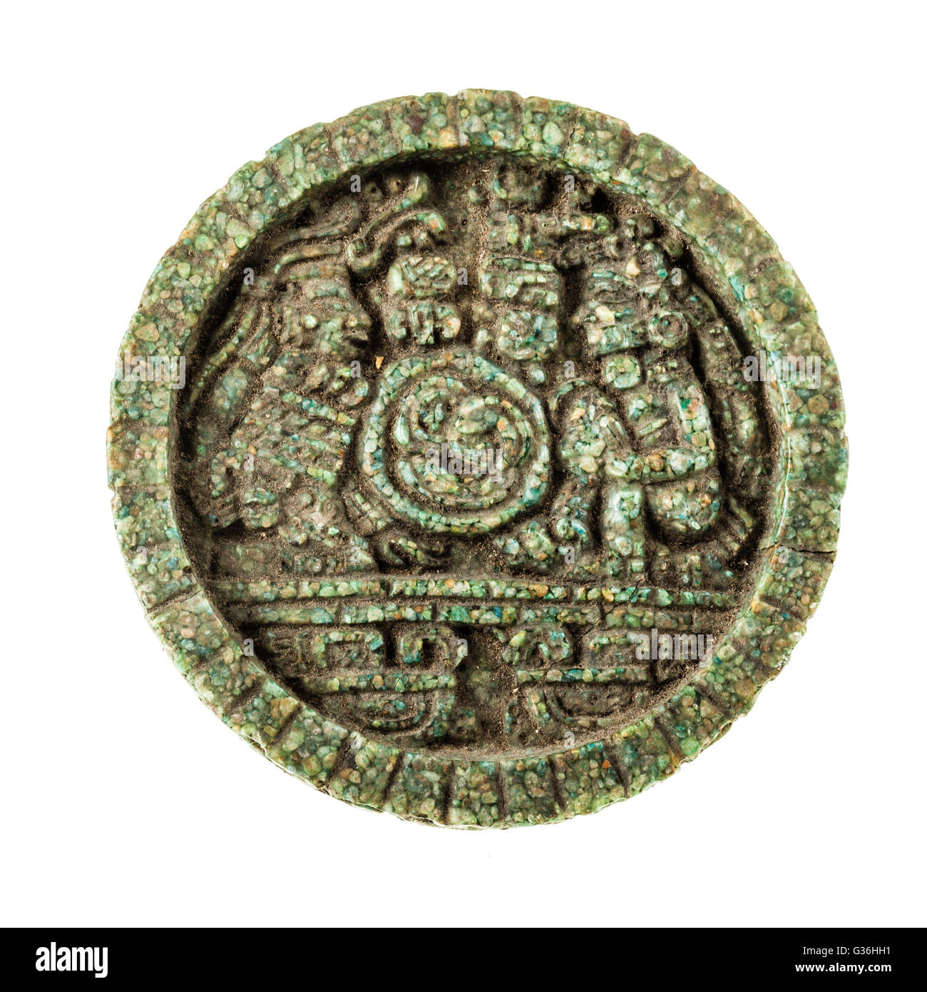 ancient maya mexican stone disk isolated over a white background Stock ...
