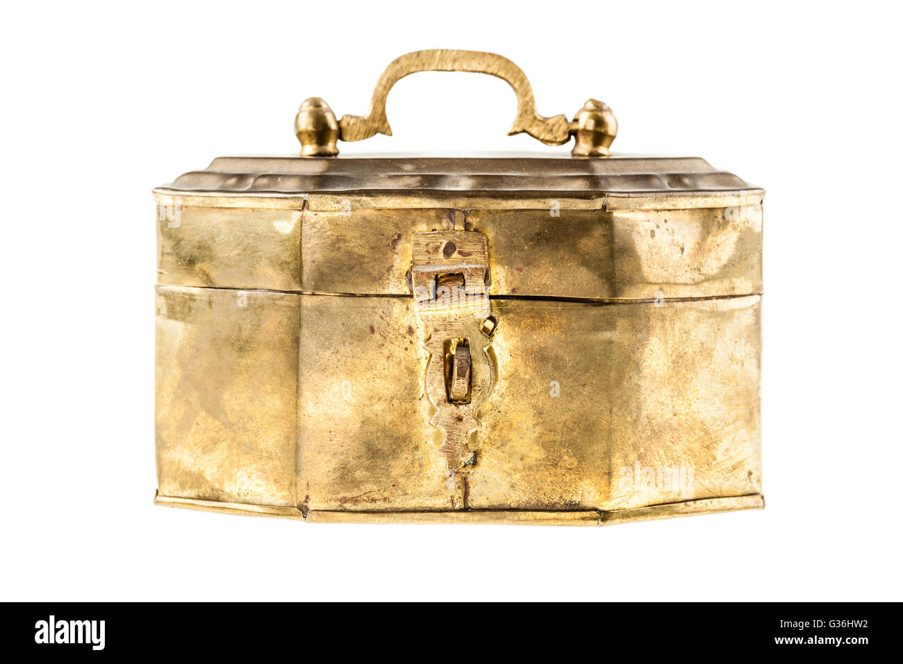 a ancient golden casket isolated over a white background Stock Photo ...