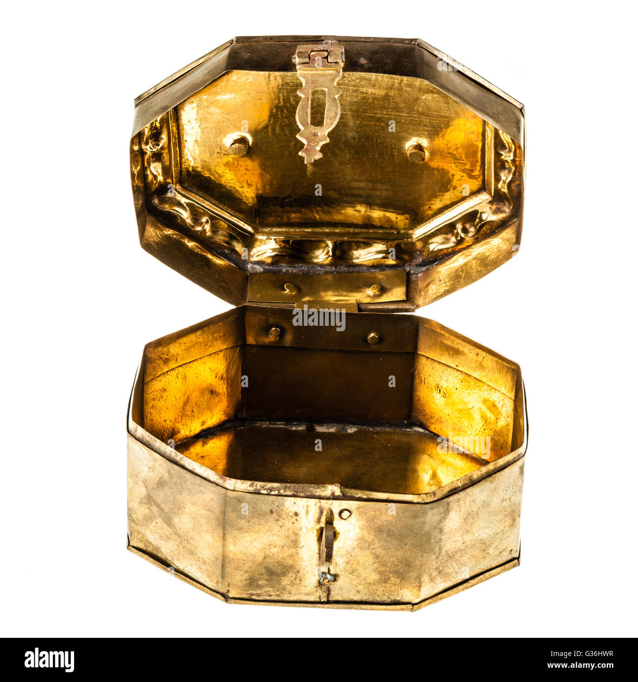 a ancient golden casket isolated over a white background Stock Photo ...