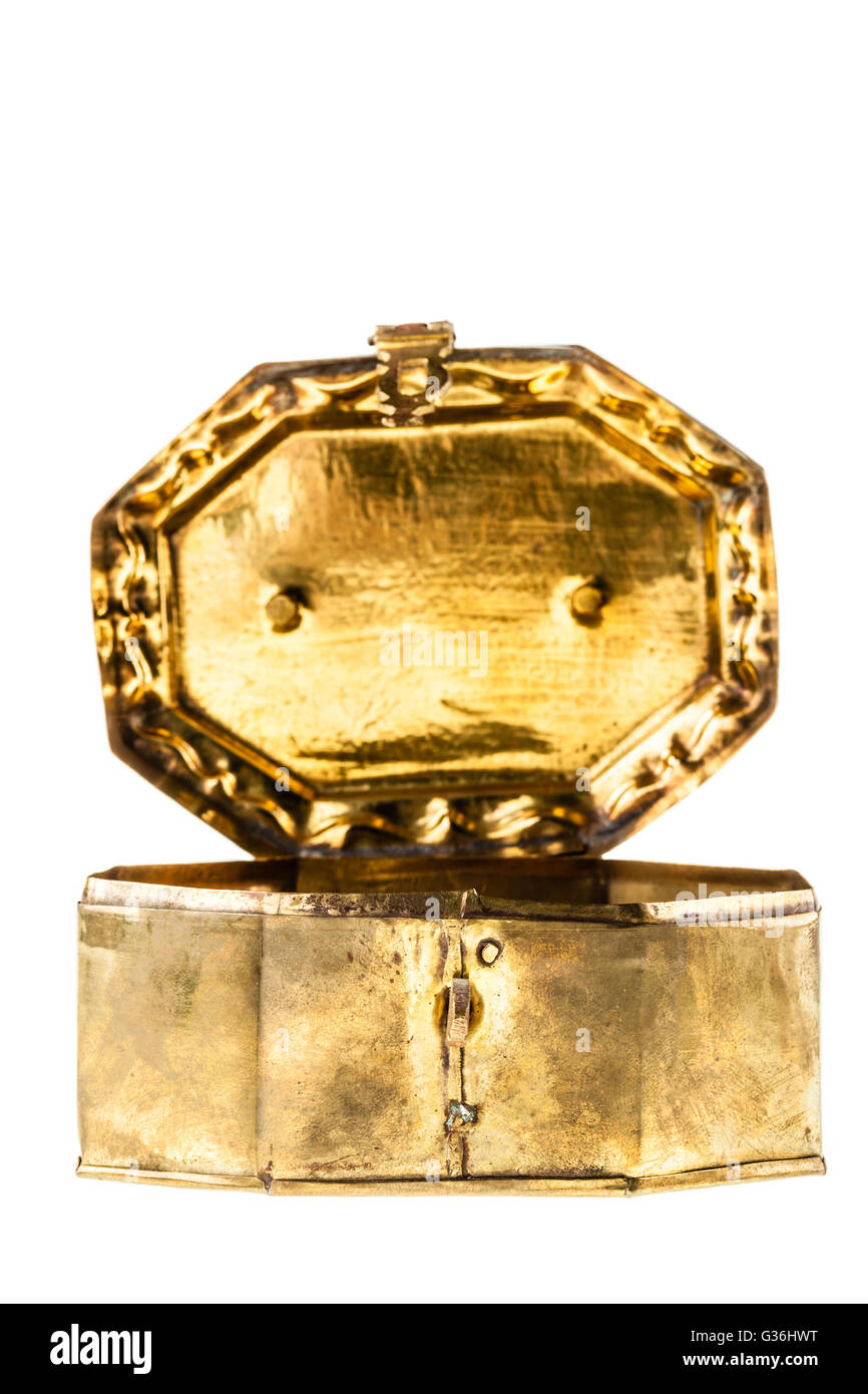 a ancient golden casket isolated over a white background Stock Photo ...