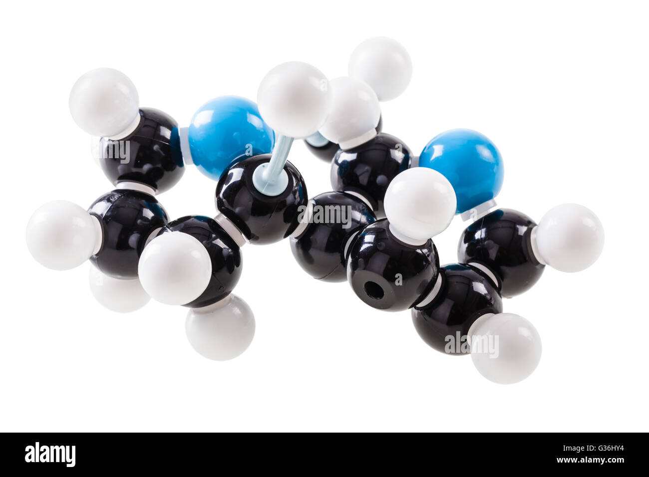 Nicotine chemical molecular structure model isolated over a white ...