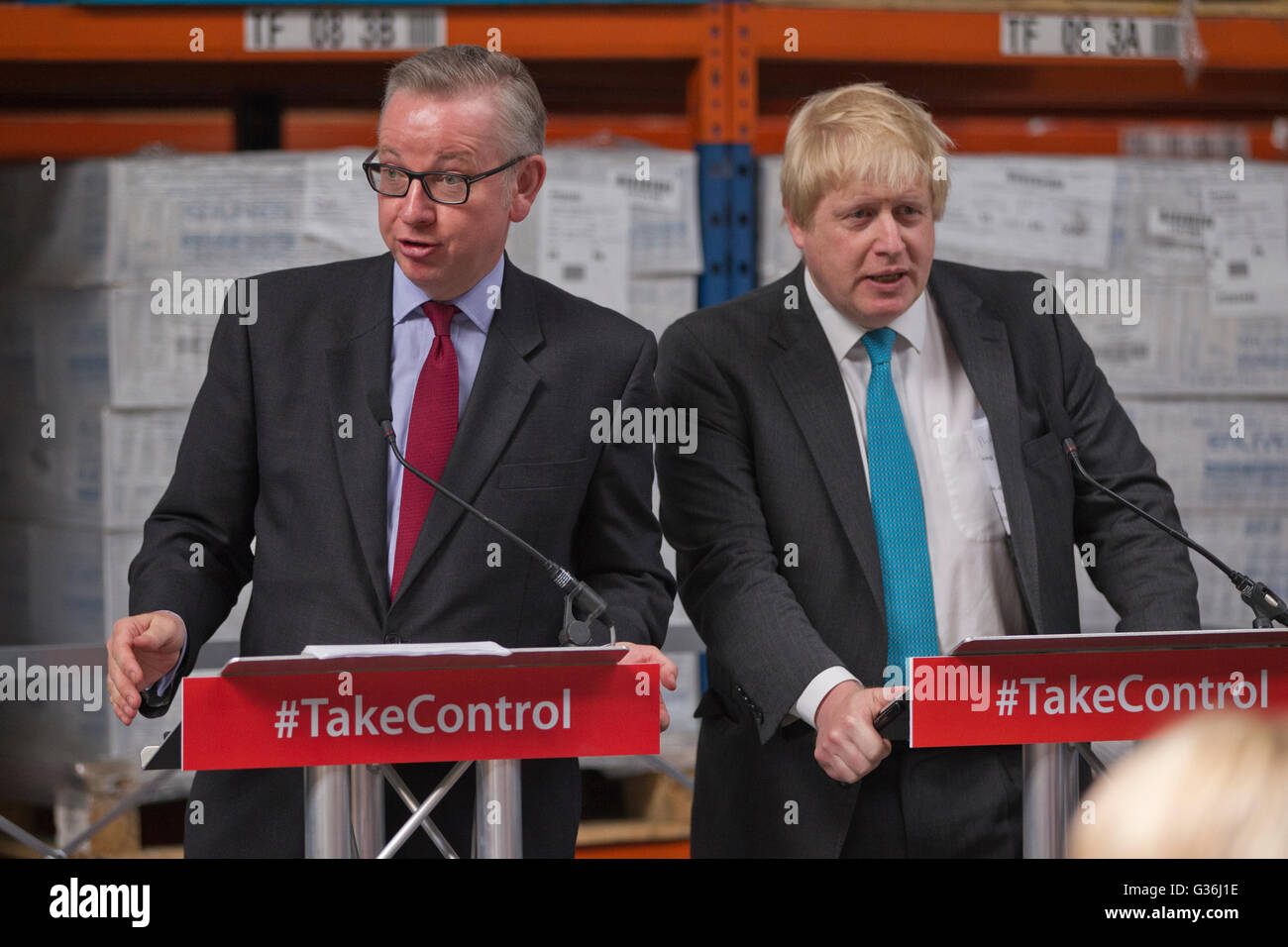Vote Leave campaign event with Boris Johnson and Michael Gove speaking ...