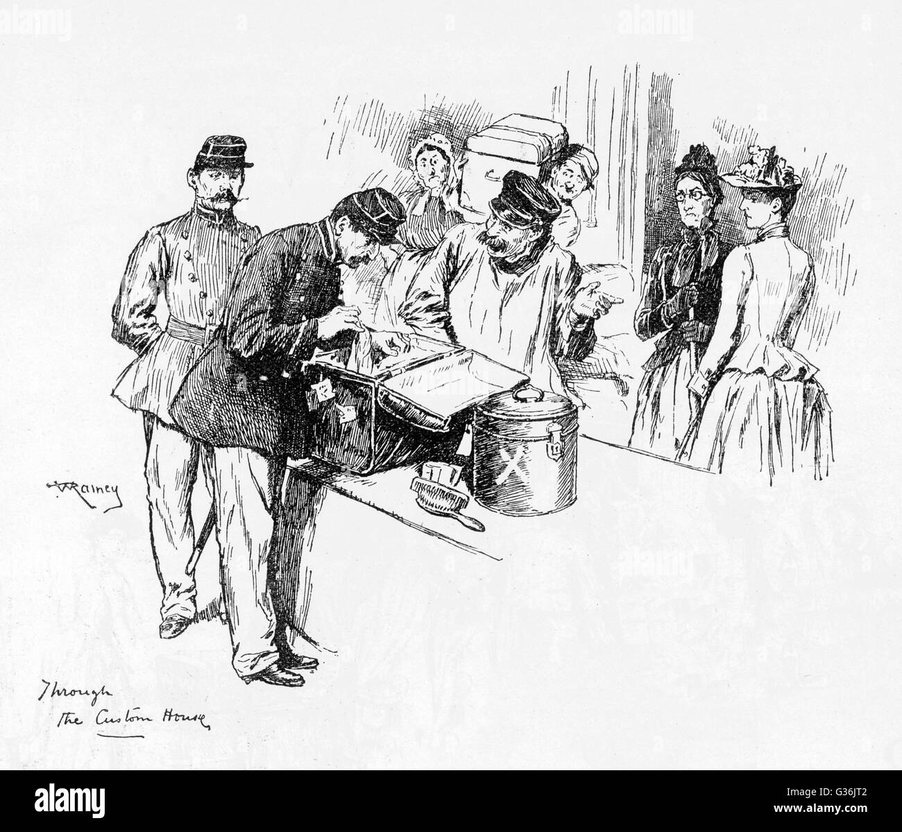 French customs officers and passengers Stock Photo - Alamy