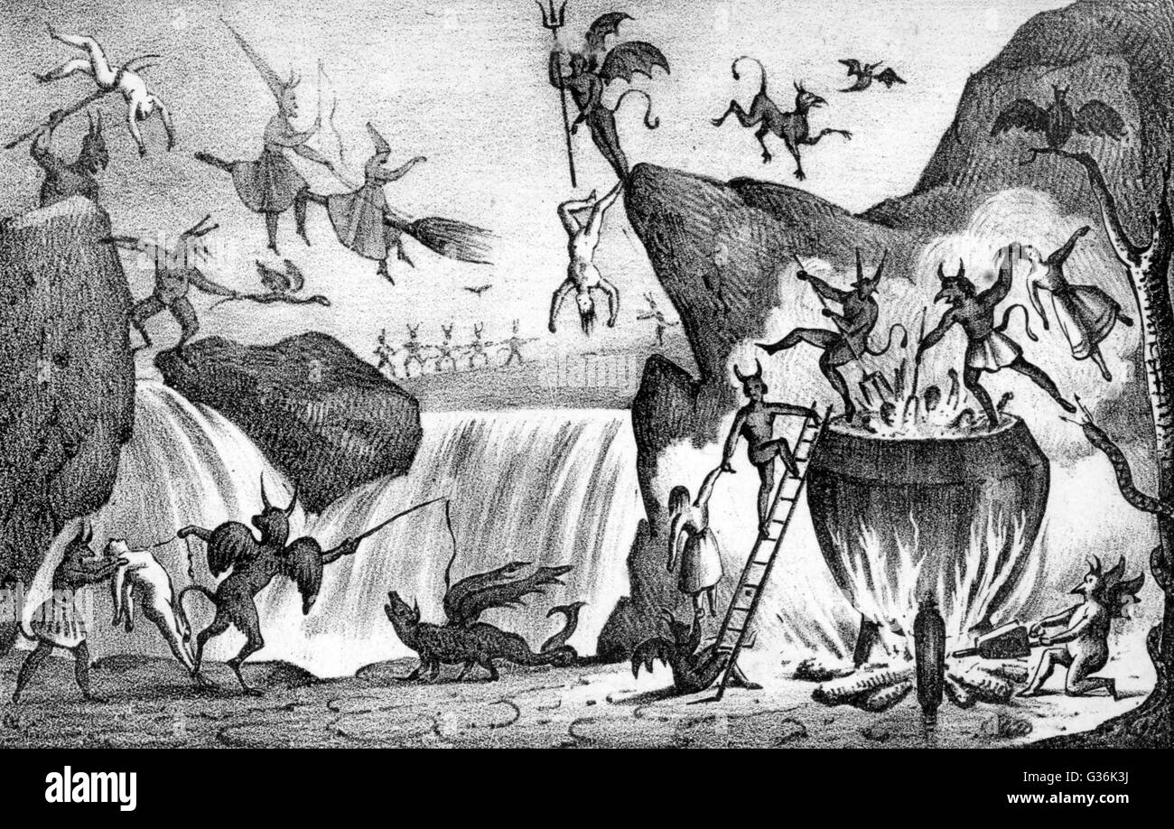 Devils and witches in Hell Stock Photo - Alamy