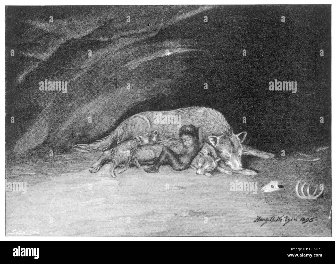 Children and wolf Black and White Stock Photos & Images - Alamy