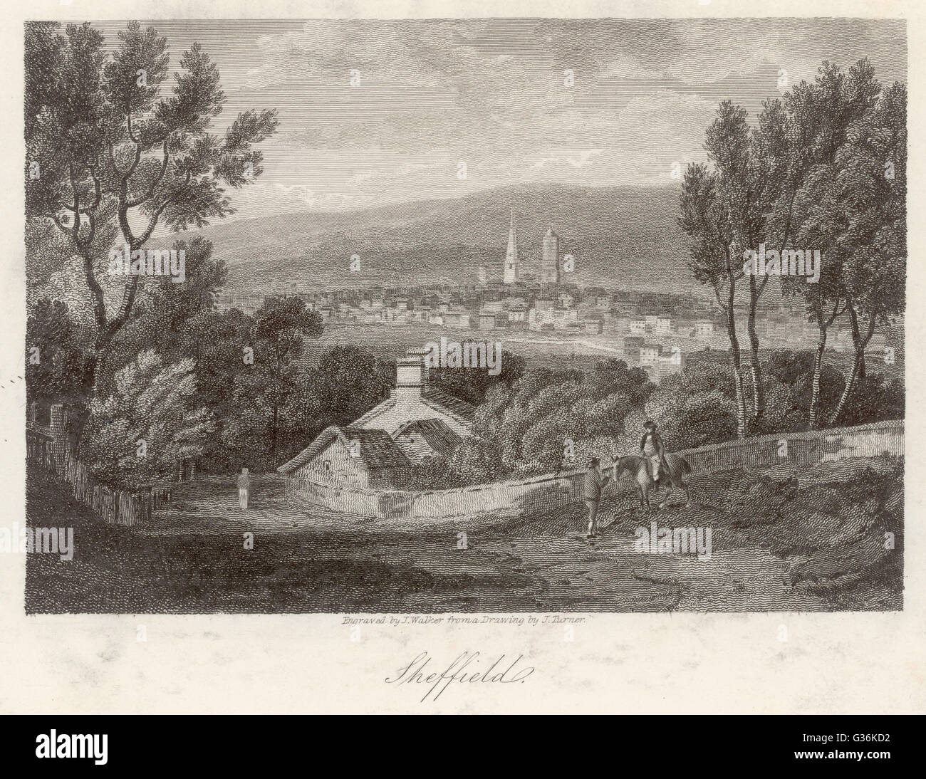 Sheffield, Yorkshire, general view Date: circa 1800 Stock Photo - Alamy