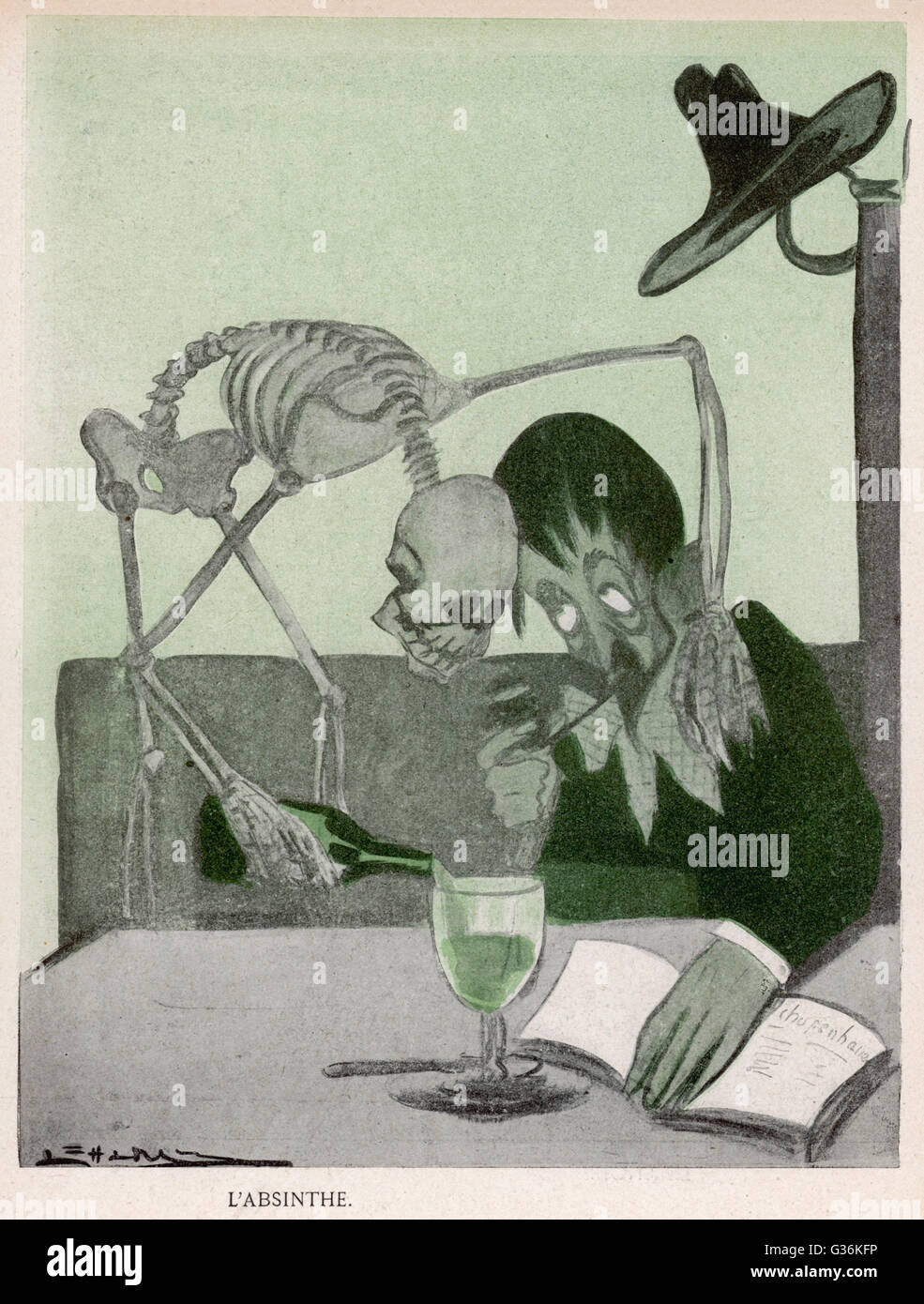 Allegory on the dangers of drinking Absinthe Date: 1903 Stock Photo - Alamy