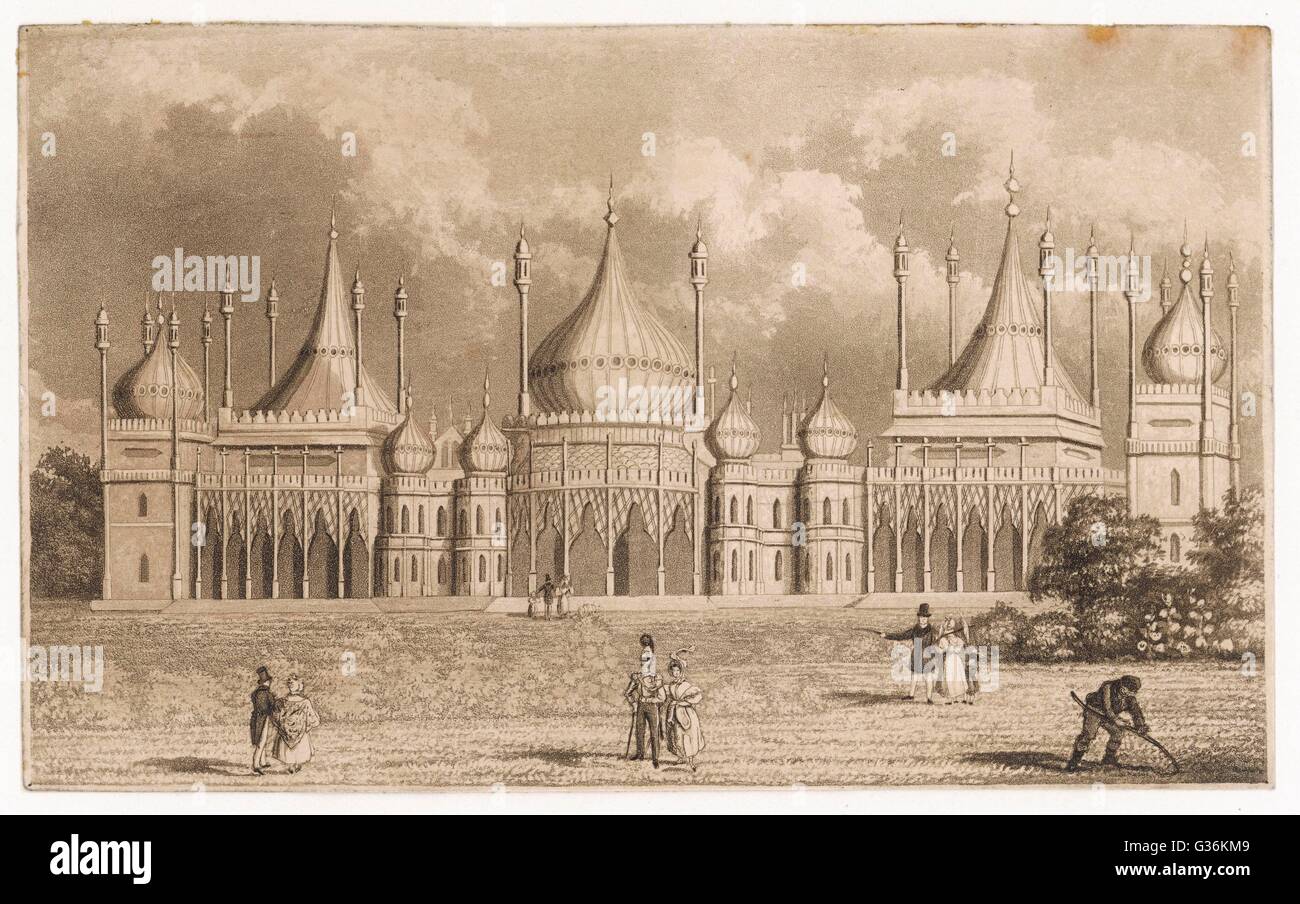 General view of the Pavilion in Brighton Date: circa 1850 Stock Photo ...
