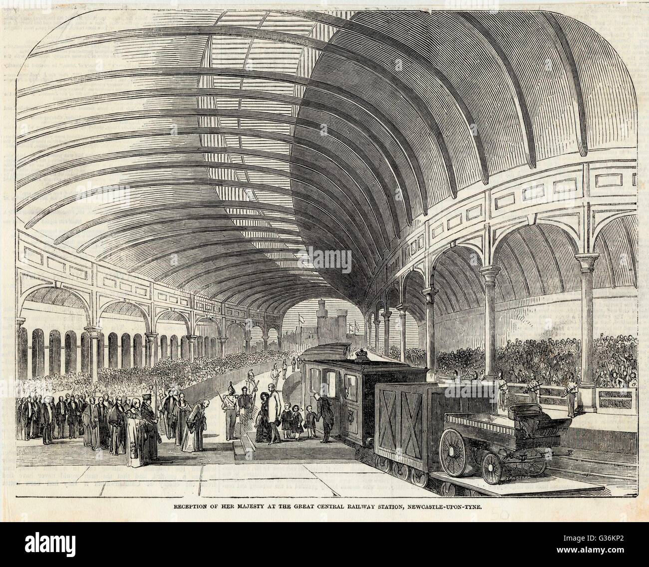 Queen Victoria at Newcastle Railway Station. Reception of Queen ...