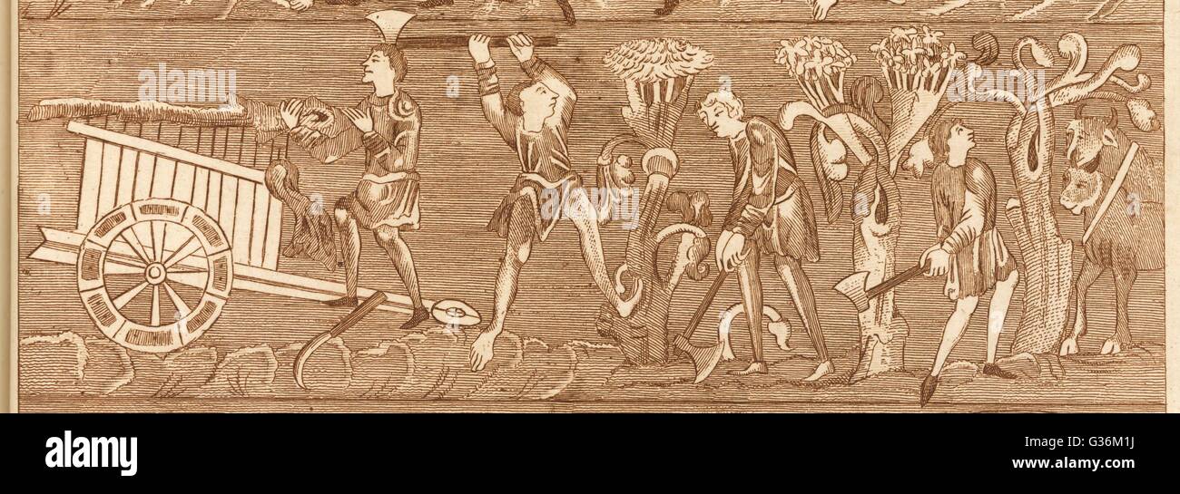 Medieval farmers clearing pasture land Stock Photo - Alamy