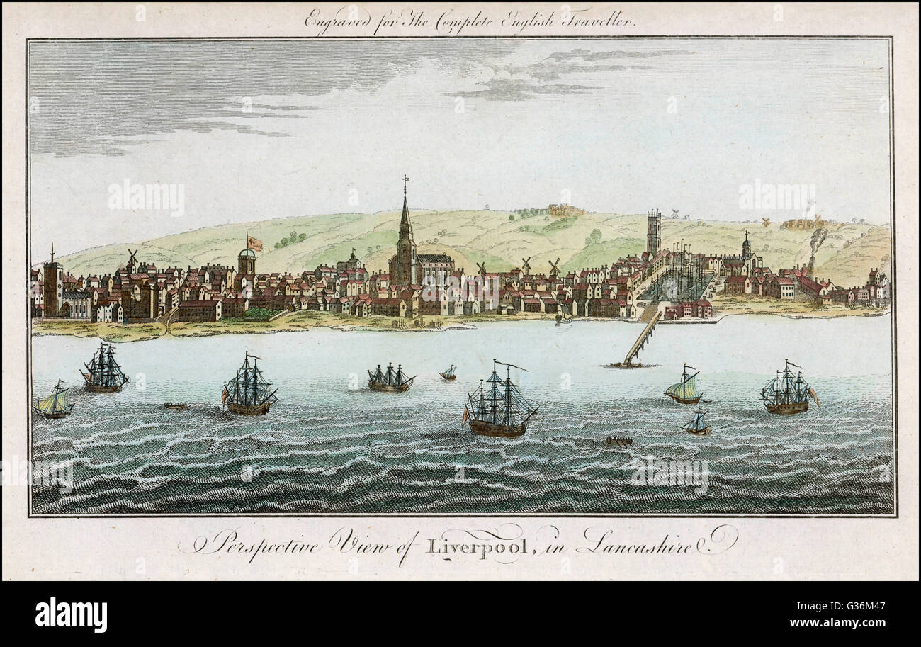 General view of 18th century Liverpool, England Date: circa 1750 Stock ...
