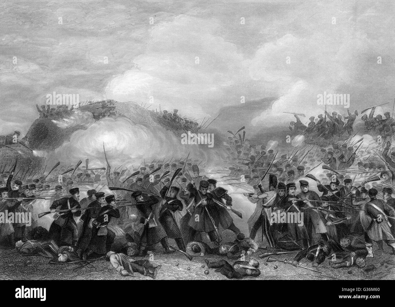 Two gun battery, Battle of Inkerman, Crimean War Stock Photo - Alamy