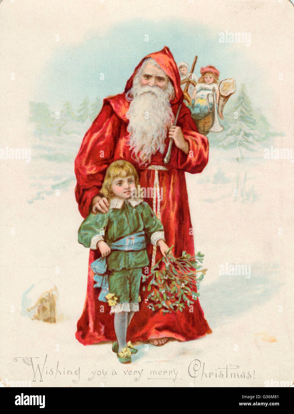 Father Christmas and small boy Stock Photo - Alamy