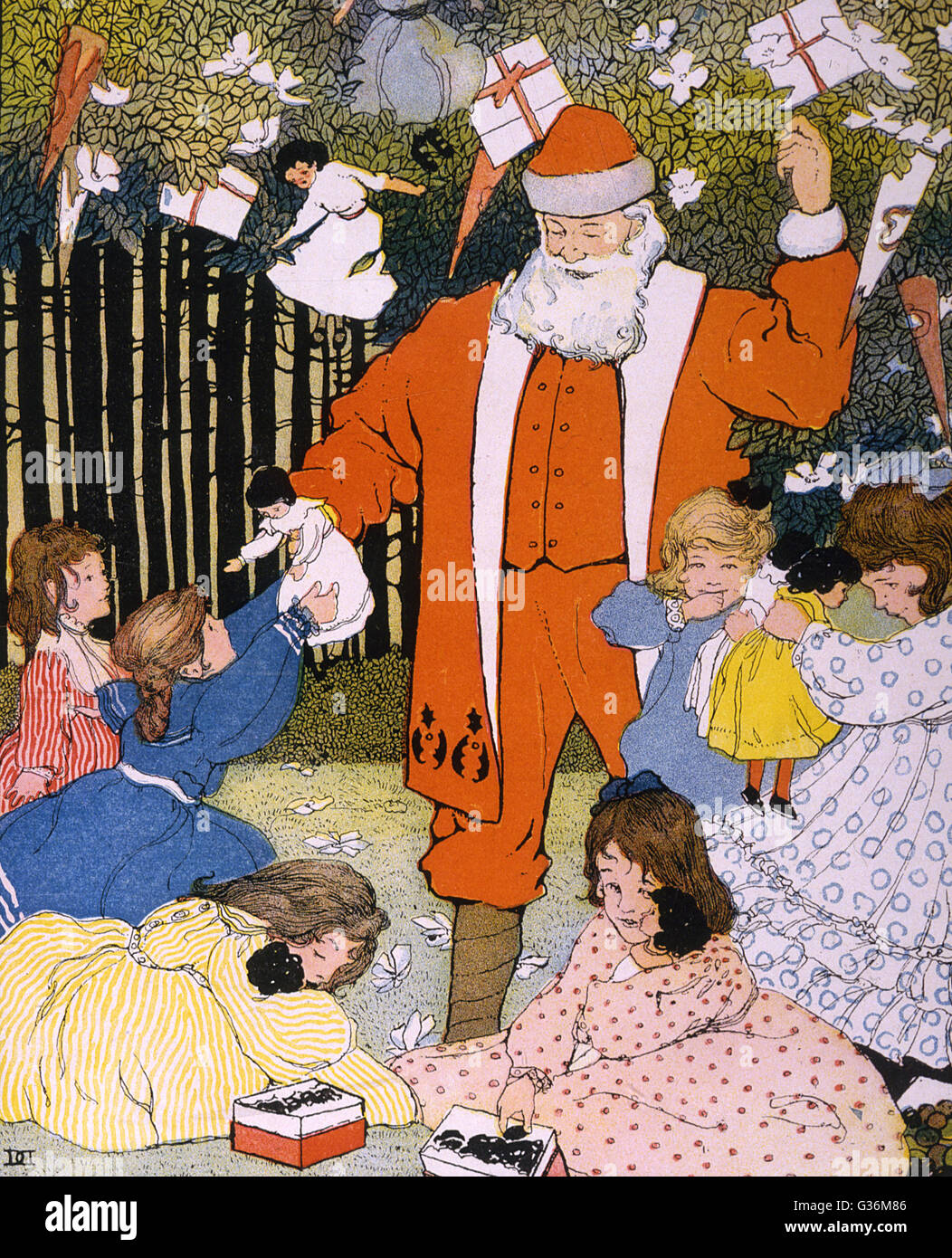 Father Christmas delivering Xmas presents Stock Photo - Alamy