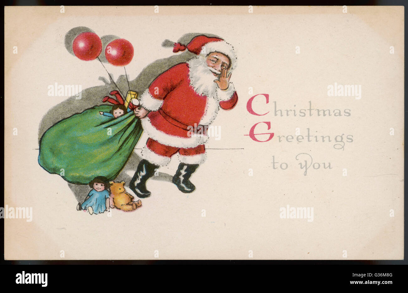 Father Christmas delivering Xmas presents Stock Photo - Alamy
