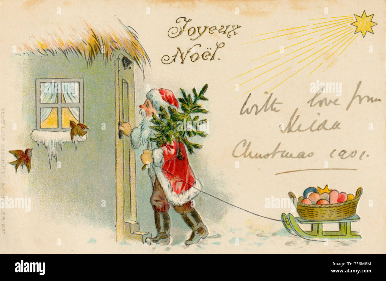 Father Christmas delivering Xmas presents Stock Photo - Alamy