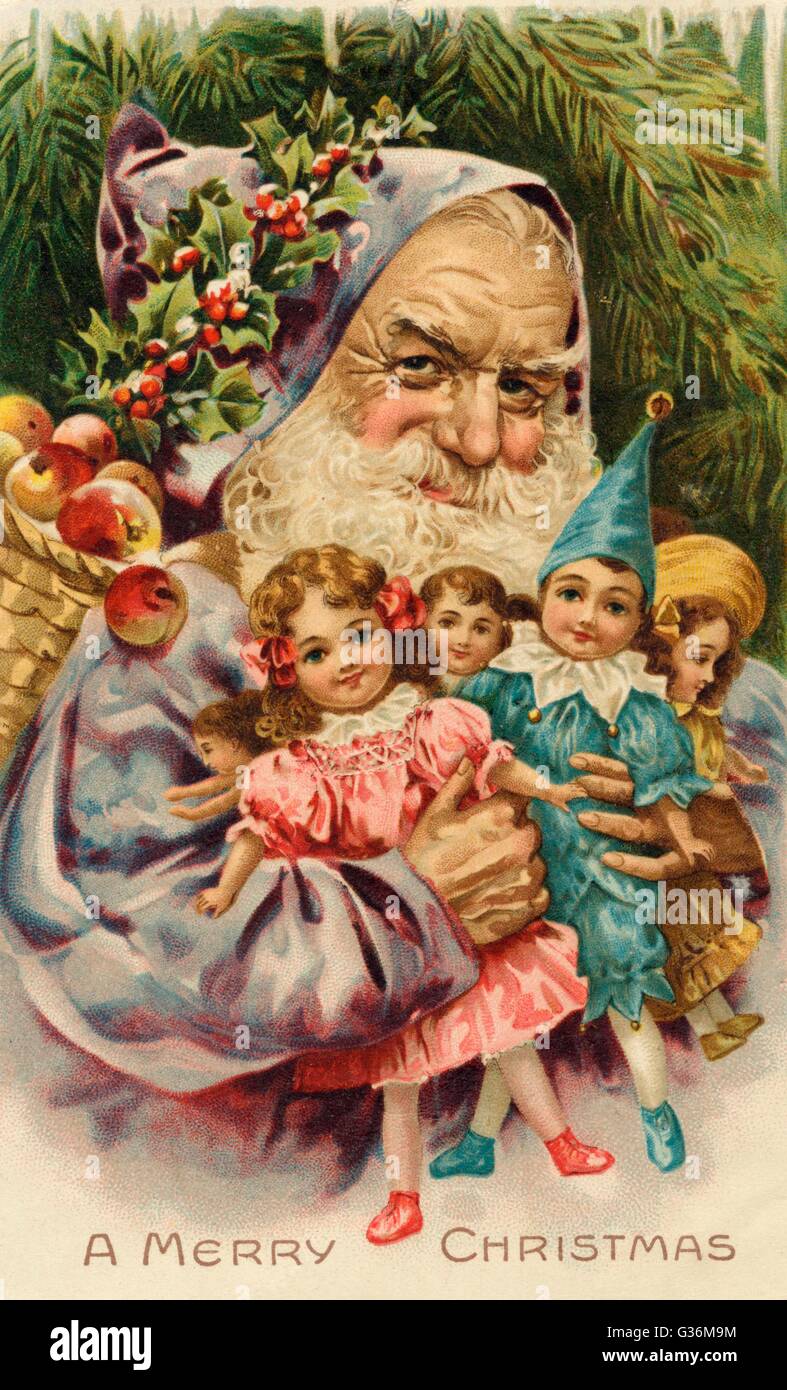 Father Christmas with a sack of toys Stock Photo - Alamy