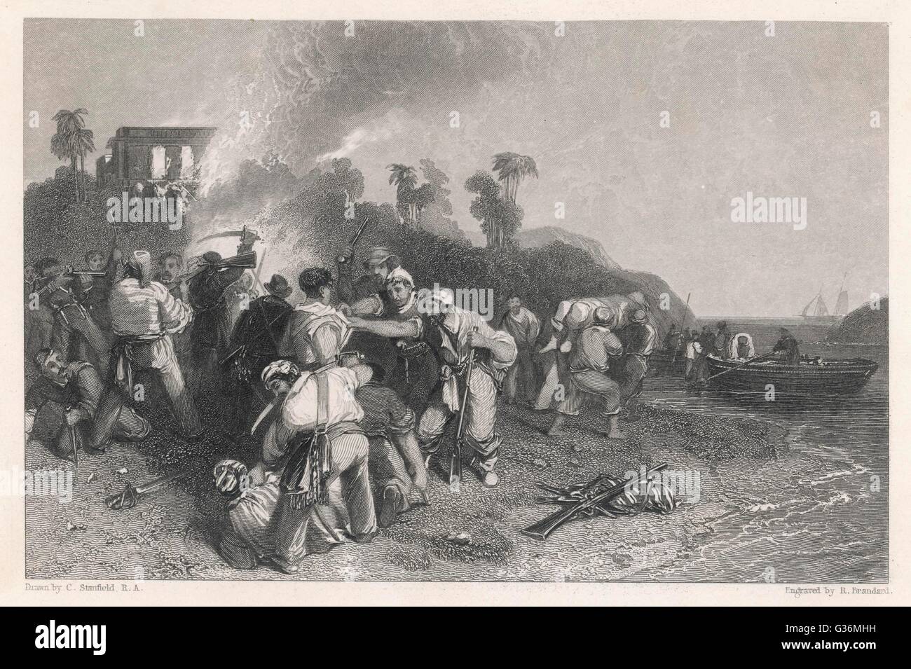 A pirate raid Date: circa 1840 Stock Photo - Alamy