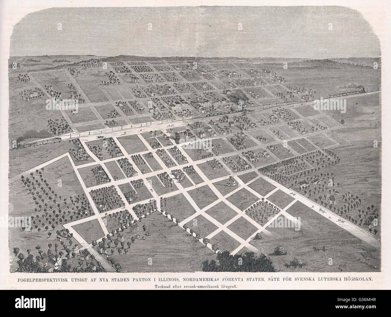 Paxton, Illinois town plan Stock Photo - Alamy