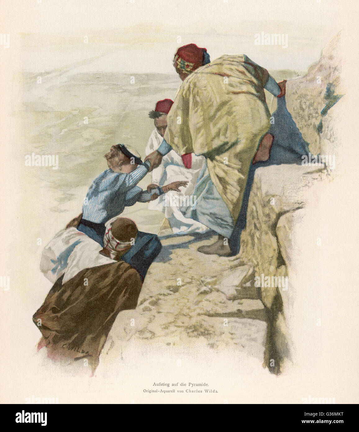 Woman climbing a Pyramid in Egypt Stock Photo - Alamy