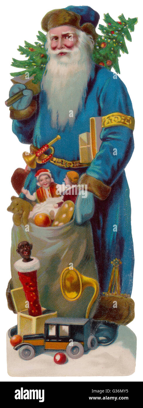 Father Christmas delivering Xmas presents Stock Photo - Alamy