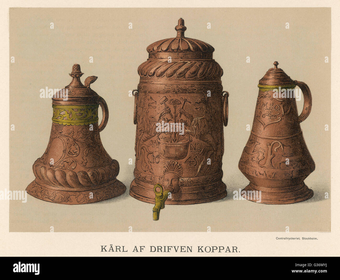 Scandinavian copper drinking vessels Stock Photo - Alamy