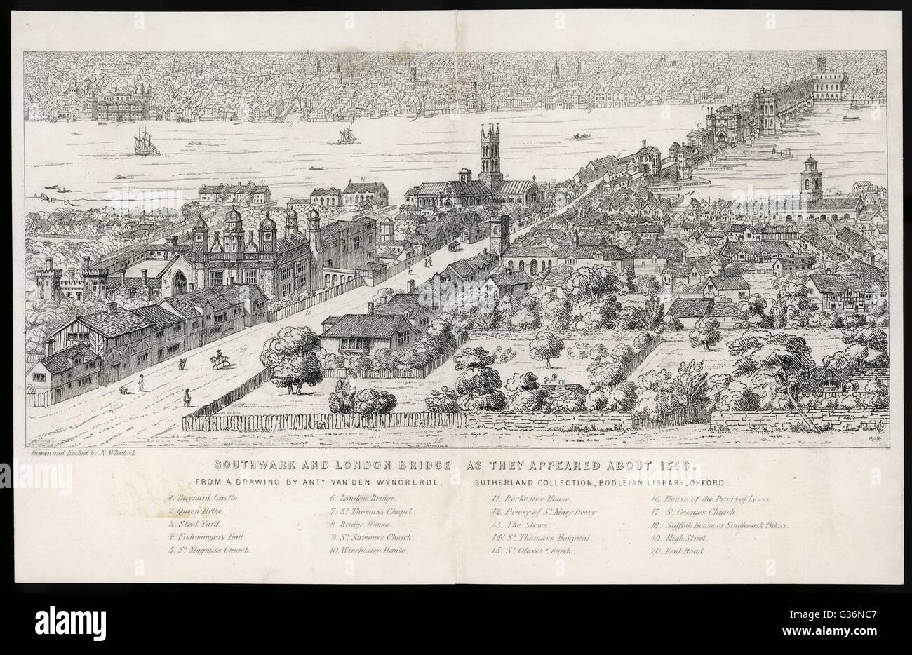 View of Southwark and London Bridge, with St Saviour's Church, Suffolk ...