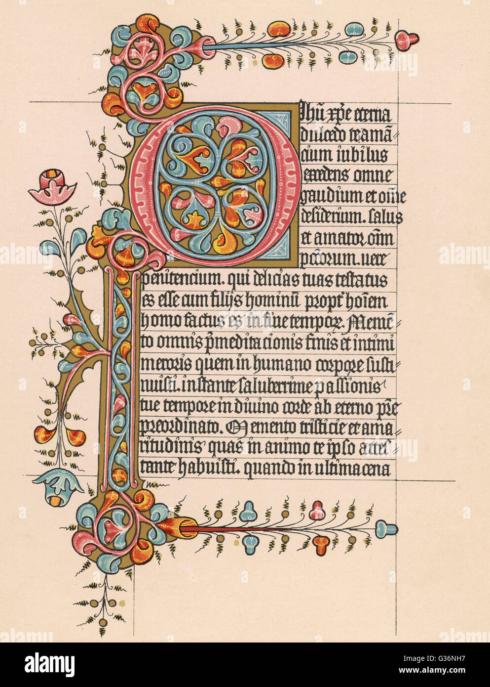 An illustrated page from a Book of Hours, written in Latin. Date: 15th ...