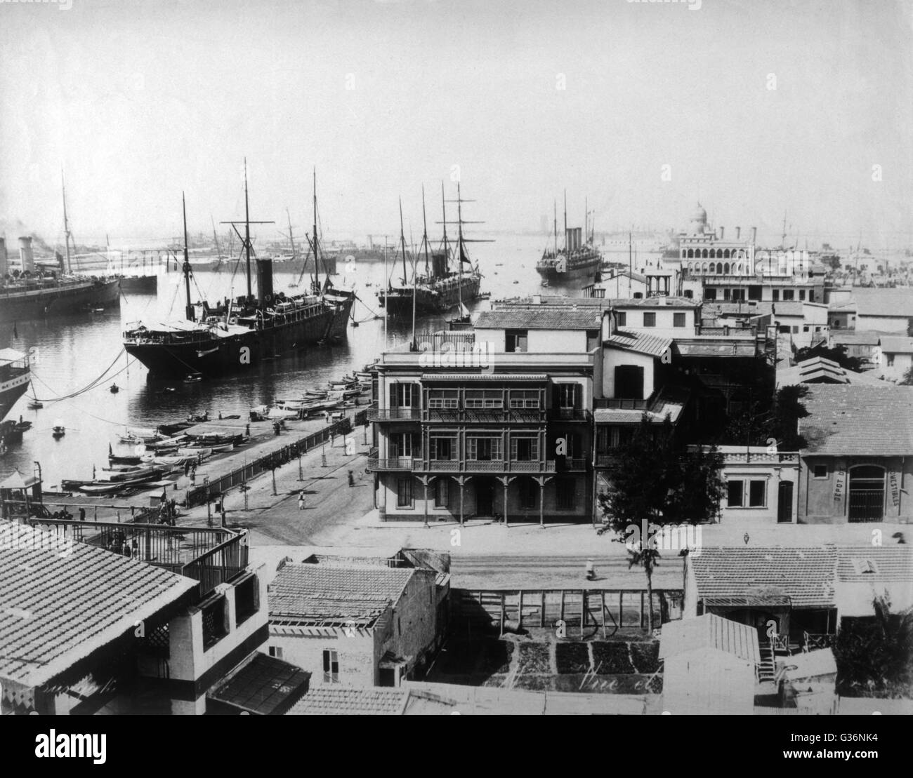 The suez canal in port said Black and White Stock Photos & Images - Alamy
