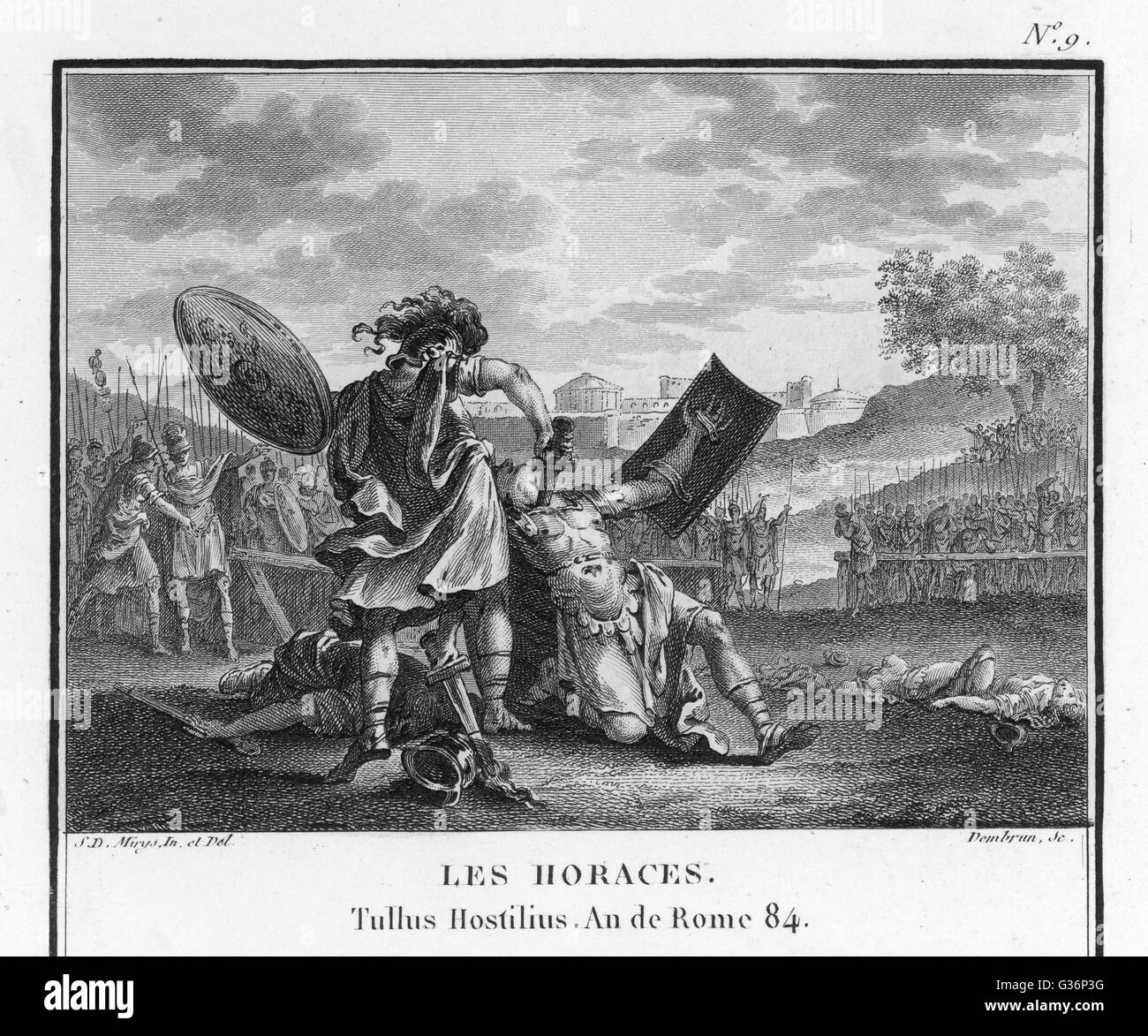 Three Horatii fighting three Curiatii to save Rome Stock Photo - Alamy