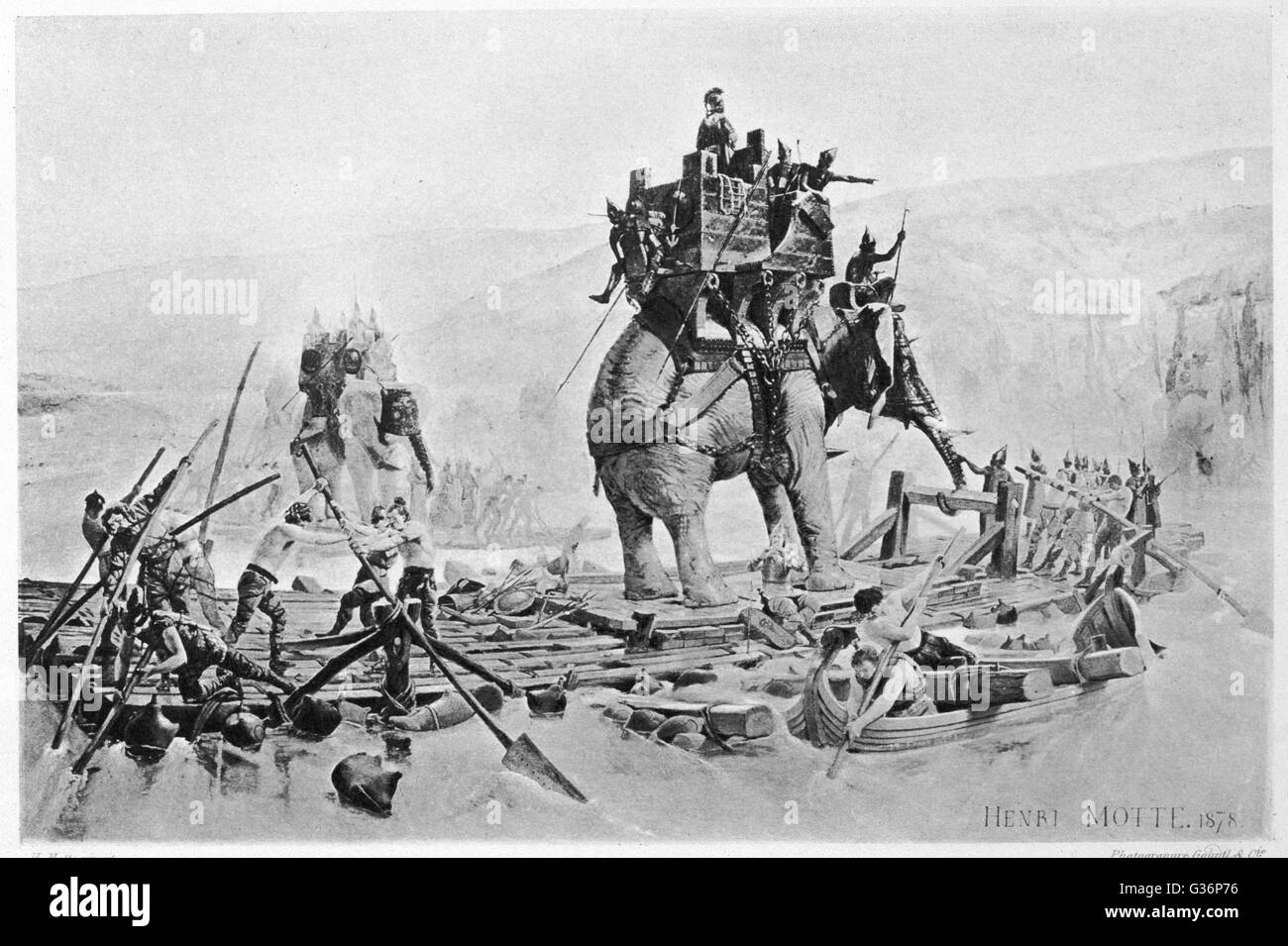 SECOND PUNIC WAR: Hannibal, the Carthaginian leader, crossing the Rhone ...