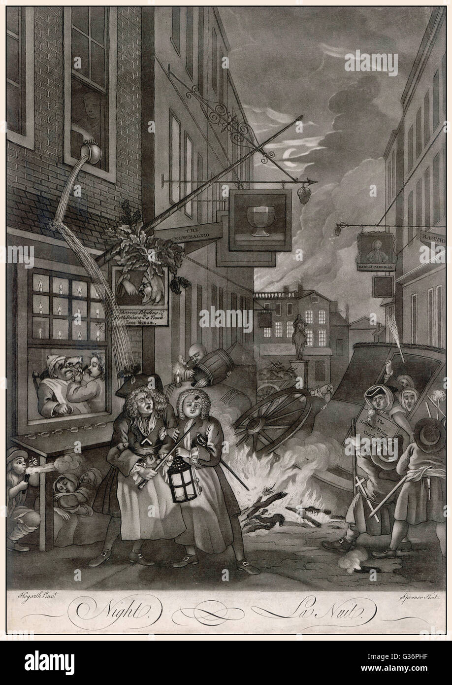 Hogarth, Four Times of the Day, Night Stock Photo - Alamy