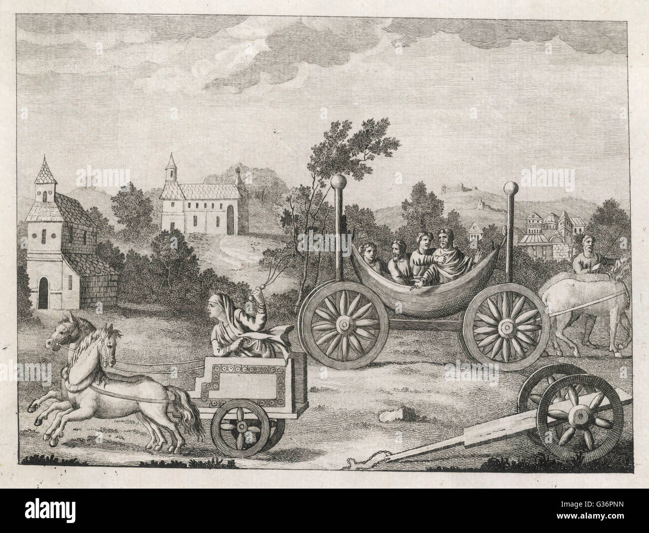 Horse-drawn carriages of the Saxon period Stock Photo - Alamy