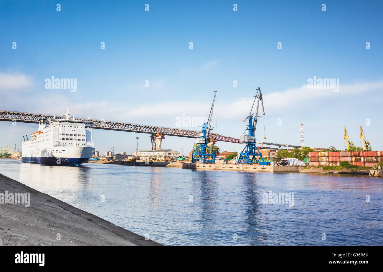 St-Petersburg, Russia - June 7, 2016: White passenger ferry ship ...