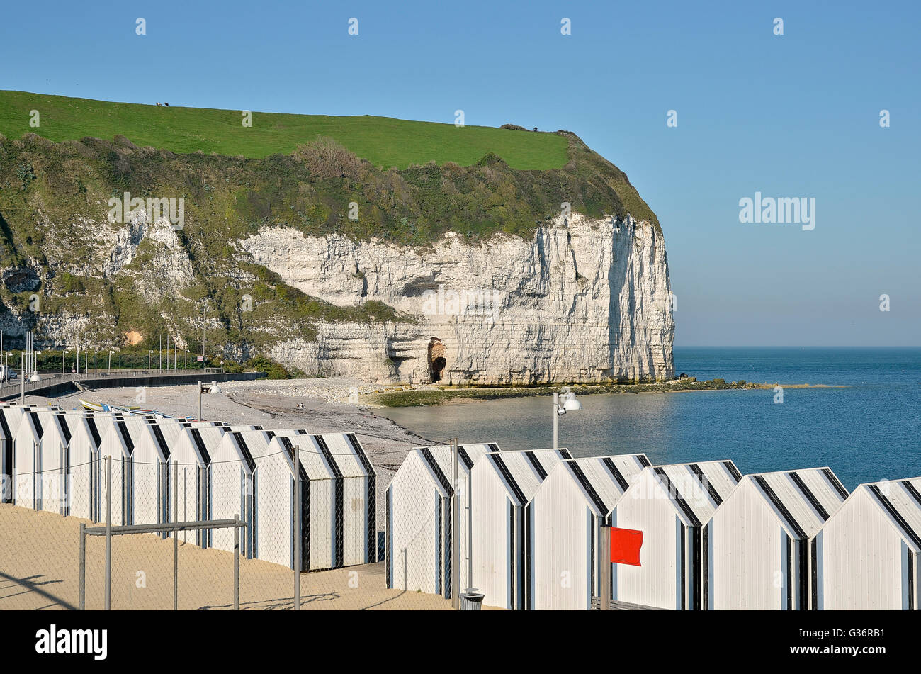 Beach cabins at Yport in France Stock Photo - Alamy