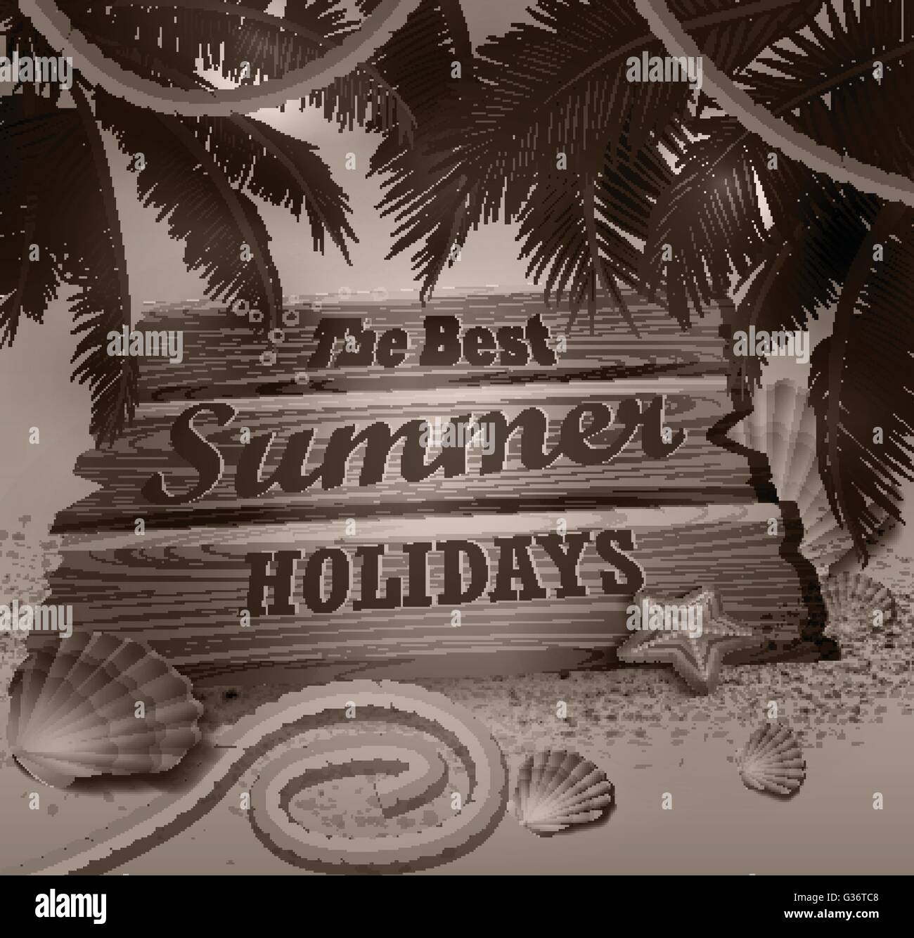 Landscape sea beach wooden Stock Vector Images - Alamy